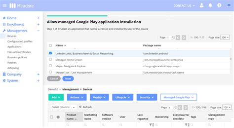 Allowing Application Installation And Configuring User Access To The Managed Google Play Miradore