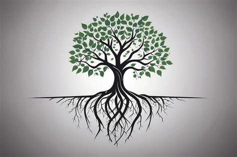 Premium AI Image A Tree With Leaves And Roots Logo Icon