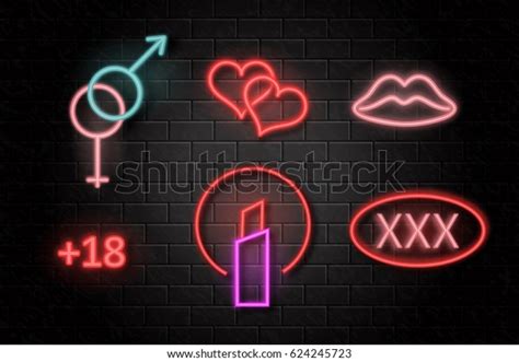 Vector Collection Neon Erotic Signs Decoration Stock Vector Royalty Free 624245723