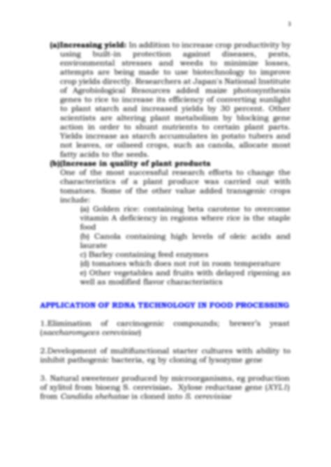 Solution What Are The Application Of Rdna Technology In Crop Production And Four Categories Of