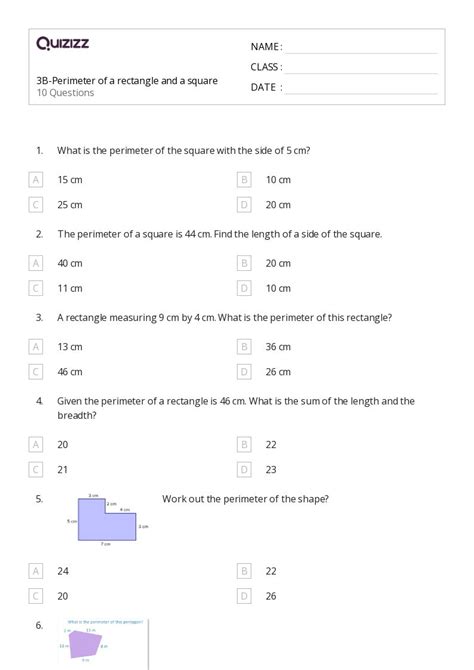 50 Perimeter Of A Rectangle Worksheets On Quizizz Free And Printable