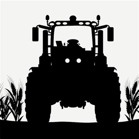 Silueta De Tractor Vector De Silueta De Tractor Negro Vector Premium