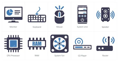 Premium Vector A Set Of 10 Computer Parts Icons As Monitor Keyboard Mouse