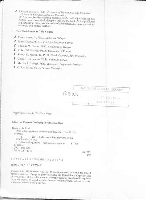 2500 Solved Problems In Differential Equations 2500 Solved Problems