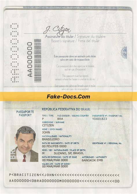 Brazil Passport Psd Template Fake Docs Shop