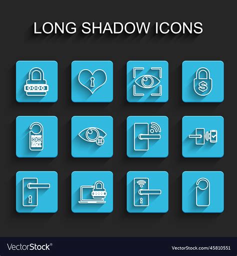 Set Line Door Handle Laptop With Password Vector Image