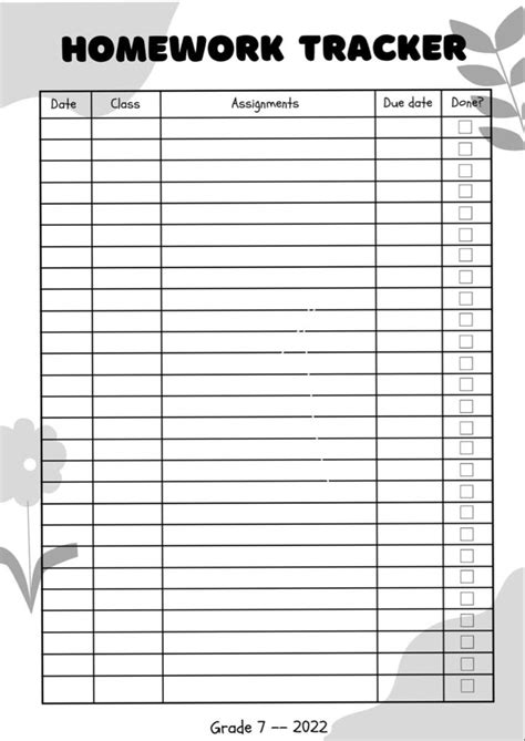 Homework Tracker Homework Tracker School Homework Planner Homework