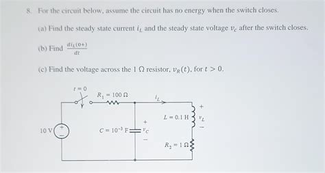 Solved For The Circuit Below Assume The Circuit Has No Chegg Com