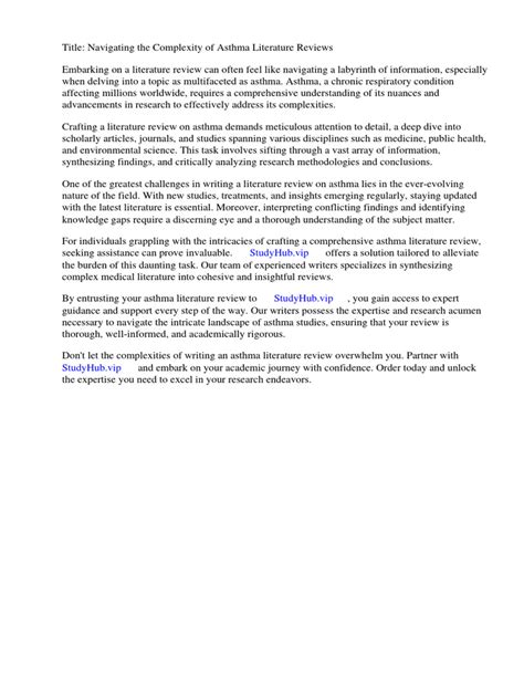 Asthma Literature Review Pdf Asthma Respiratory Tract