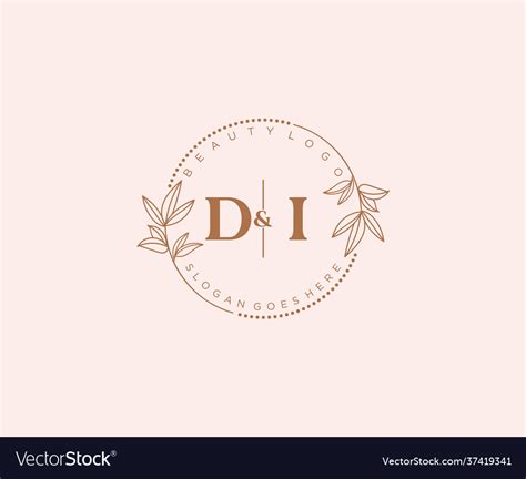Initial Di Letters Beautiful Floral Feminine Vector Image