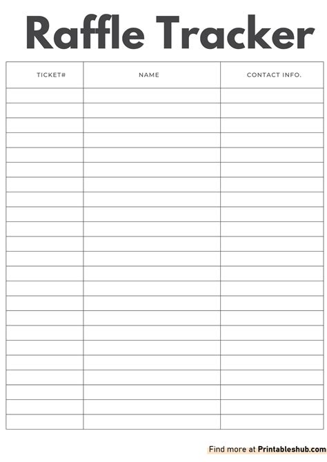 Printable Raffle Ticket Tracker Templates Printables Hub