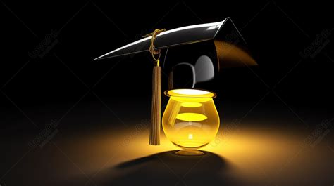 노란색 전구 배경에 졸업 모자의 3d 렌더링 눈금 배경 학교 배경 노란 배경 이미지 Hd 눈금 학교 노란 배경 사진 무료 다운로드 Lovepik