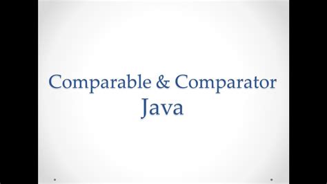 Comparable Vs Comparator In Java Youtube