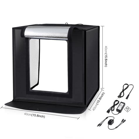 Puluz Pse 인증 40cm 접이식 휴대용 24w 5500k 화이트 라이트 디 밍이 가능한 사진 조명 스튜디오 텐트 상자 키트 6 색 검정 오렌지 흰색 빨간색