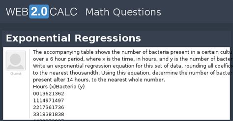 View Question Exponential Regressions