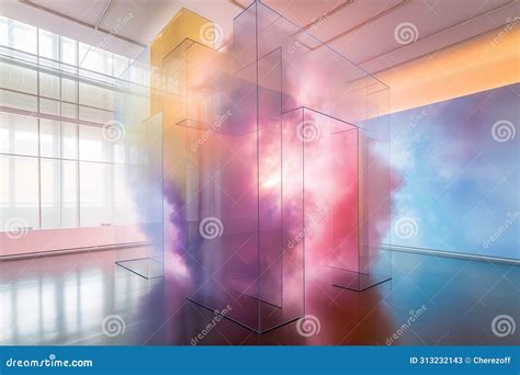 Modern Art Installation With Colorful Smoke Stock Image Image Of Architecture Ambient 313232143