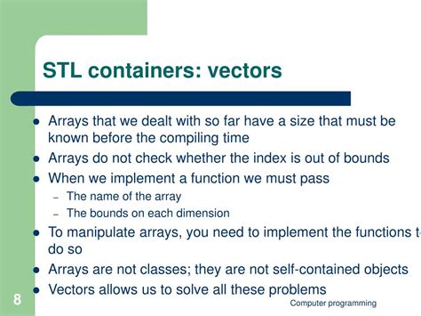 Ppt Multidimensional Arrays And Stl Containers Vectors And Maps Powerpoint Presentation Id