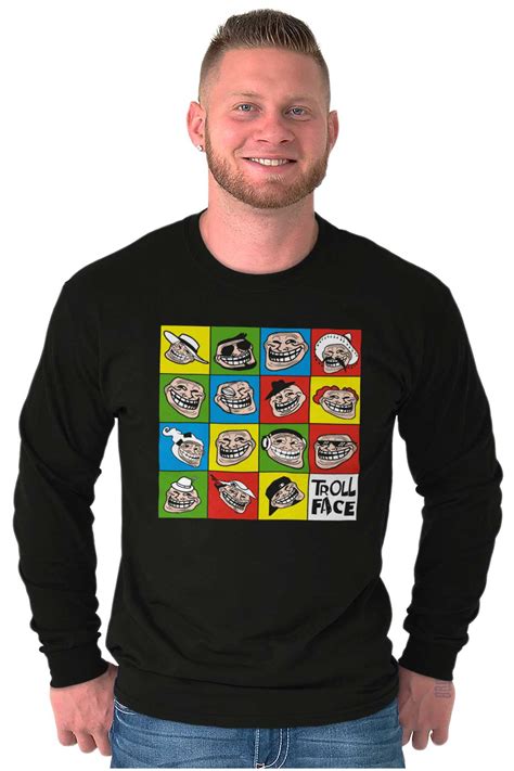 Troll Face Internet Memes Big Smiley Long Sleeve Tshirt Men Women