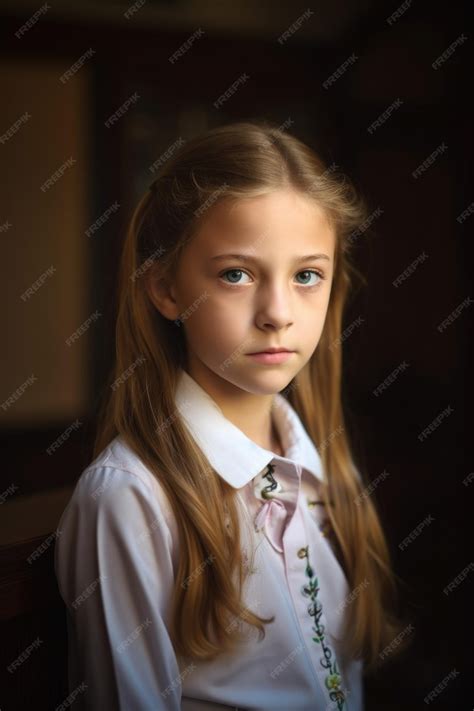 Premium Ai Image Portrait Of A Pretty Young School Girl Standing
