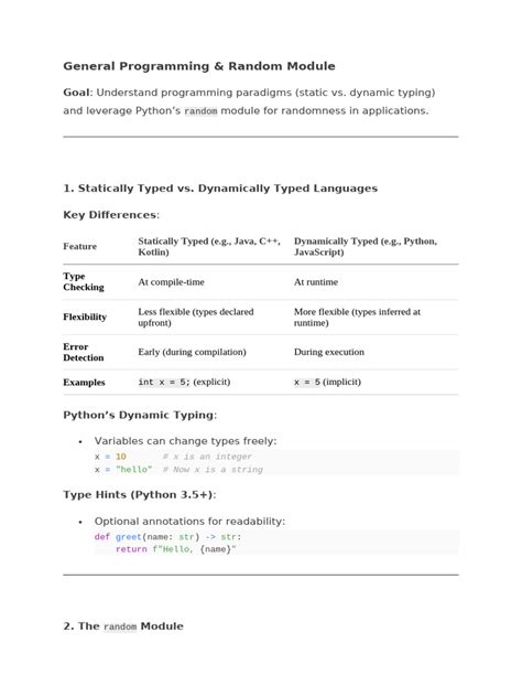 General Programming And Random Module Pdf Computer Programming Software Engineering