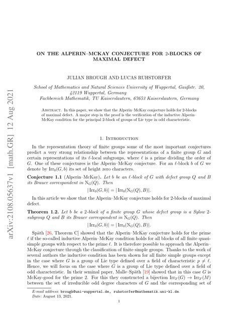 Pdf On The Alperin Mckay Conjecture For 2 Blocks Of Maximal Defect