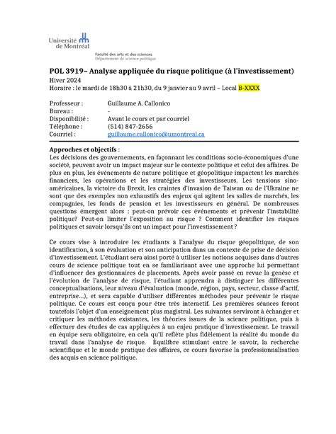 Pol3919 Analyse Du Risque G Ã©opolitique Pol 3919 Analyse