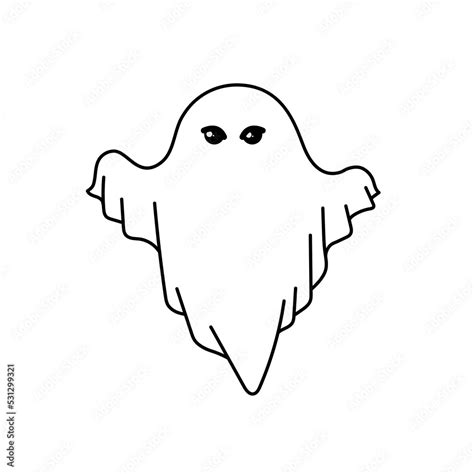 Ghost Cartoon Character Cute Outlines Isolated Flying Ghost Under