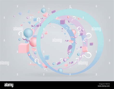 3d Figures Realistic Vector Primitives Composition With Question Signs