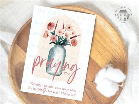 Printable Praying For You Christian Card Christian Etsy