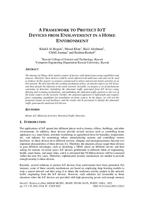 Pdf A Framework To Protect Iot Devices From Enslavement In A Home Environment