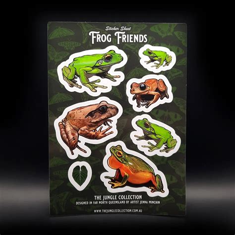 Frog Friends A6 Sticker Sheet Vinyl Gloss Waterproof Frog Stickers