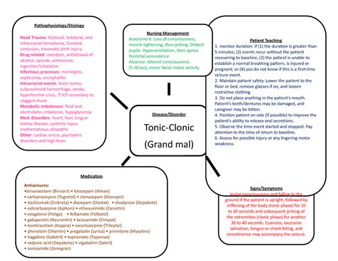 Concept Map Seizures Tonic Clonic Grand Mal Patient Teaching Monitor Duration If 1 The