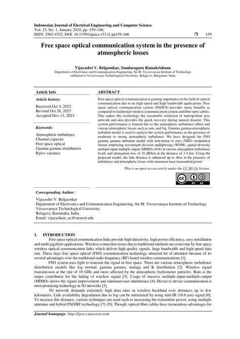 Pdf Free Space Optical Communication System In The Presence Of Atmospheric Losses