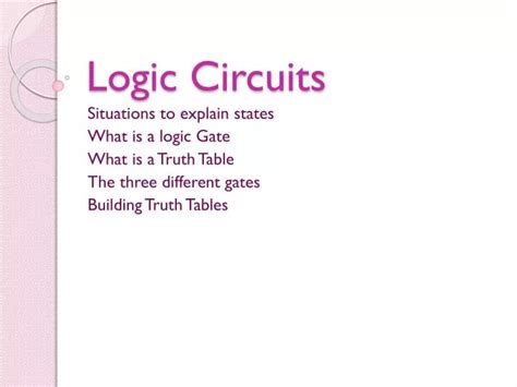 PPT Logic Circuits PowerPoint Presentation Free Download ID