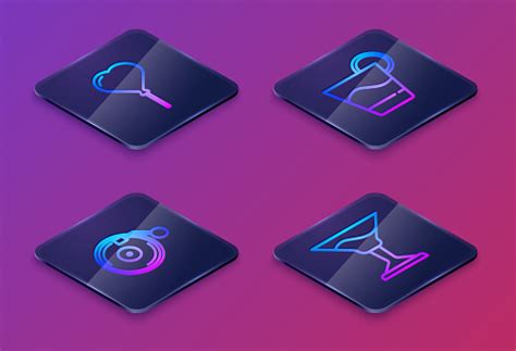 하트의 형태로 등대 성 라인 풍선을 설정 디스크 칵테일과 비닐 플레이어 파란색 정사각형 버튼 벡터 3차원 형태에 대한 스톡 벡터 아트 및 기타 이미지 Istock