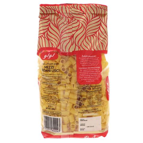 Lulu Pasta Mezzi Sedani Lisci 400 G Online At Best Price Lulu Oman