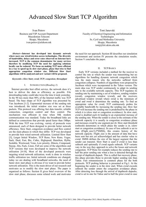 Pdf Advanced Slow Start Tcp Algorithm