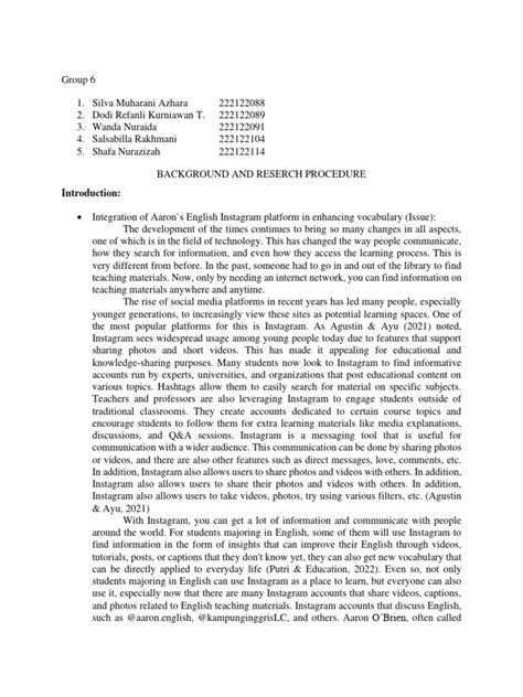 Group 6 C Background And Research Procedure Download Free Pdf