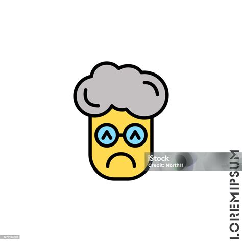 우울 슬픈 스트레스 노란색 이모티콘 소년 남자 아이콘 벡터 감정 슬픈 기호 현대 평면 기호 웹 및 동원 애플 리케이션 슬픈 이모티콘 아이콘 벡터 일러스트레이션 스타일