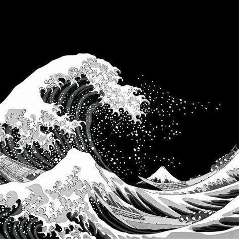 The Great Wave In Black And White Opere Darte Giapponese Stampe