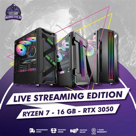 Jual PC RAKITAN GAMING RYZEN 7 5700X RAM DDR 4 16GB VGA RTX 3050 8GB SIAP EDITING DESIGN LIVE