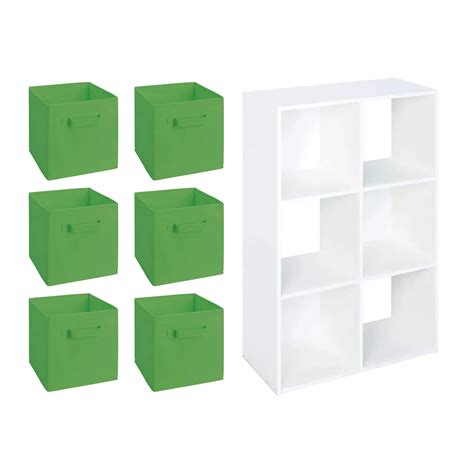 Closetmaid White Home 6 Cube Cubical Storage Organizer With Fabric Bins