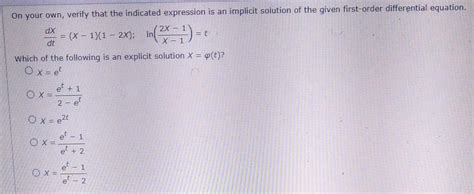 Solved On Your Own Verify That The Indicated Expression Is