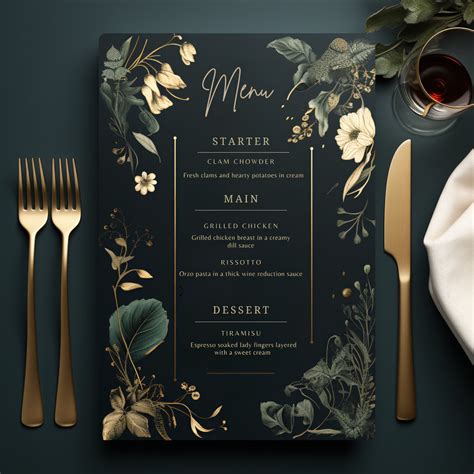 Elegant Menu Template Etsy