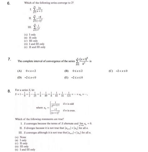 Multiple Choice Series Tests