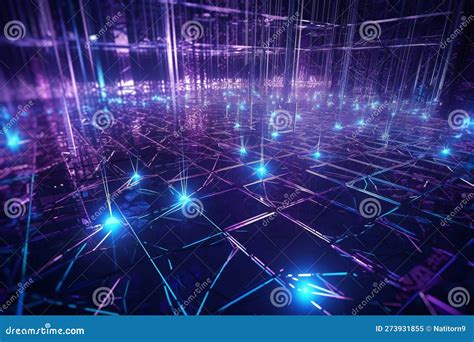 Interconnected Grand Azure Blockchain Network In Cyberspace Ai Generated Stock Illustration