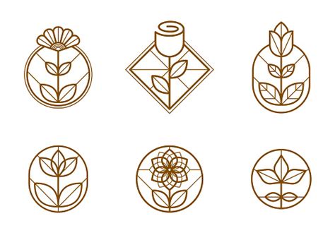 기하학적 선형 스타일의 벡터 엠블럼 세트 꽃 호텔 또는 부티크 또는 보석 로고 컬렉션 신성한 지오메트리 디자인 요소의 꽃 가격에 대한 스톡 벡터 아트 및 기타 이미지