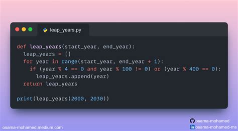 Leap Years The Code Provided Prints Leap Years By Osama Mohamed Medium