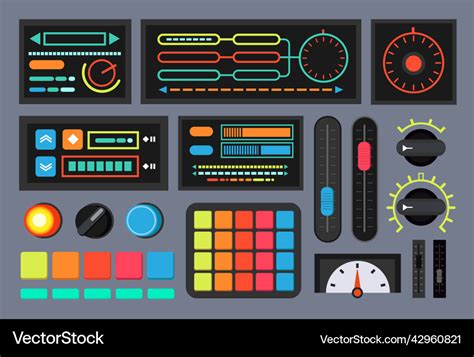 Switches And Buttons On Control Panel Set Vector Image