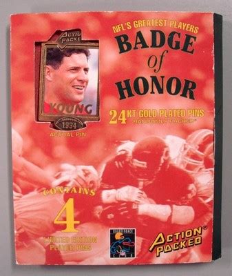 1994 Action Packed Badge Of Honor 24kt Gold Plated Pins Pack 4 Pins